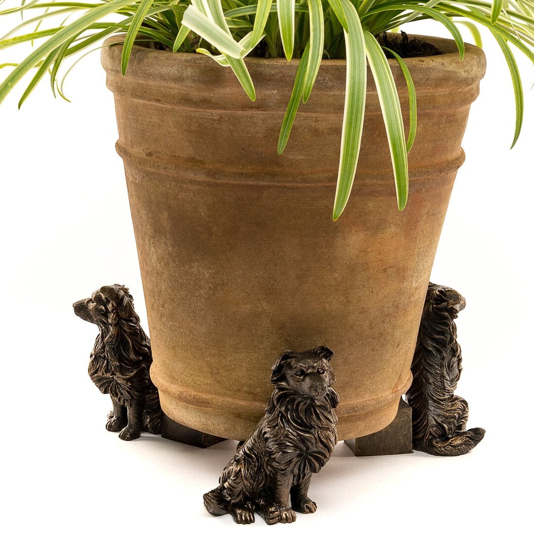 Bronze Border Collie Potty Feet: British Design Plant Pot Stands, Set ...