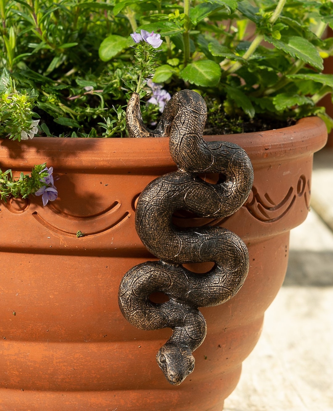 Bronze Snake Pot Buddy | Boa Constrictor Garden Decor | British Design ...