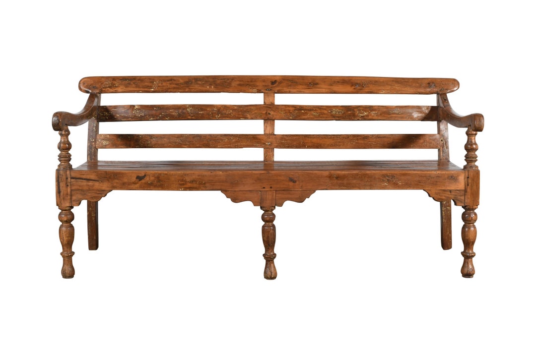 Antique Indian Victorian Teak Wood Chapel or Hall Bench - Etsy