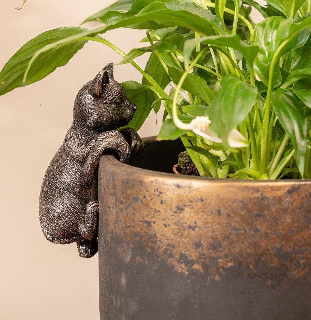 Bronze Colour Cat Pot Buddy Hanger | Charming Garden Decor - Etsy