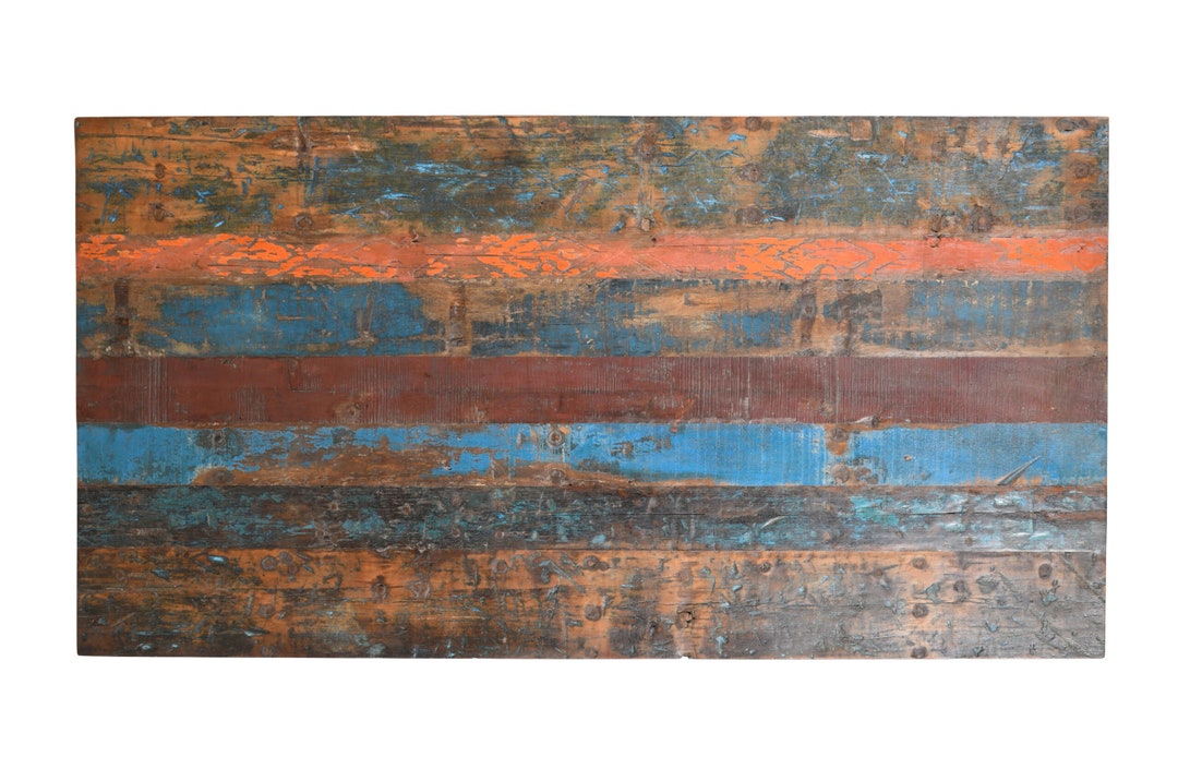 Reclaimed Indian Teak Wood Trestle Table: Painted Vintage Style - Etsy