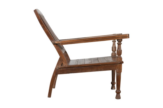Authentic Antique Indian Teak Wood Veranda Plantation Chair Vintage Rustic Seating Handcrafted Ethnic Decor Etsy