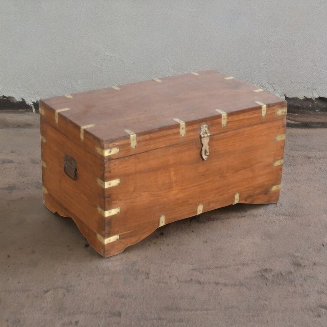 Antique Indian Teak Wood Pitara Dowry Chest, Antique, Indian, Teak Wood ...