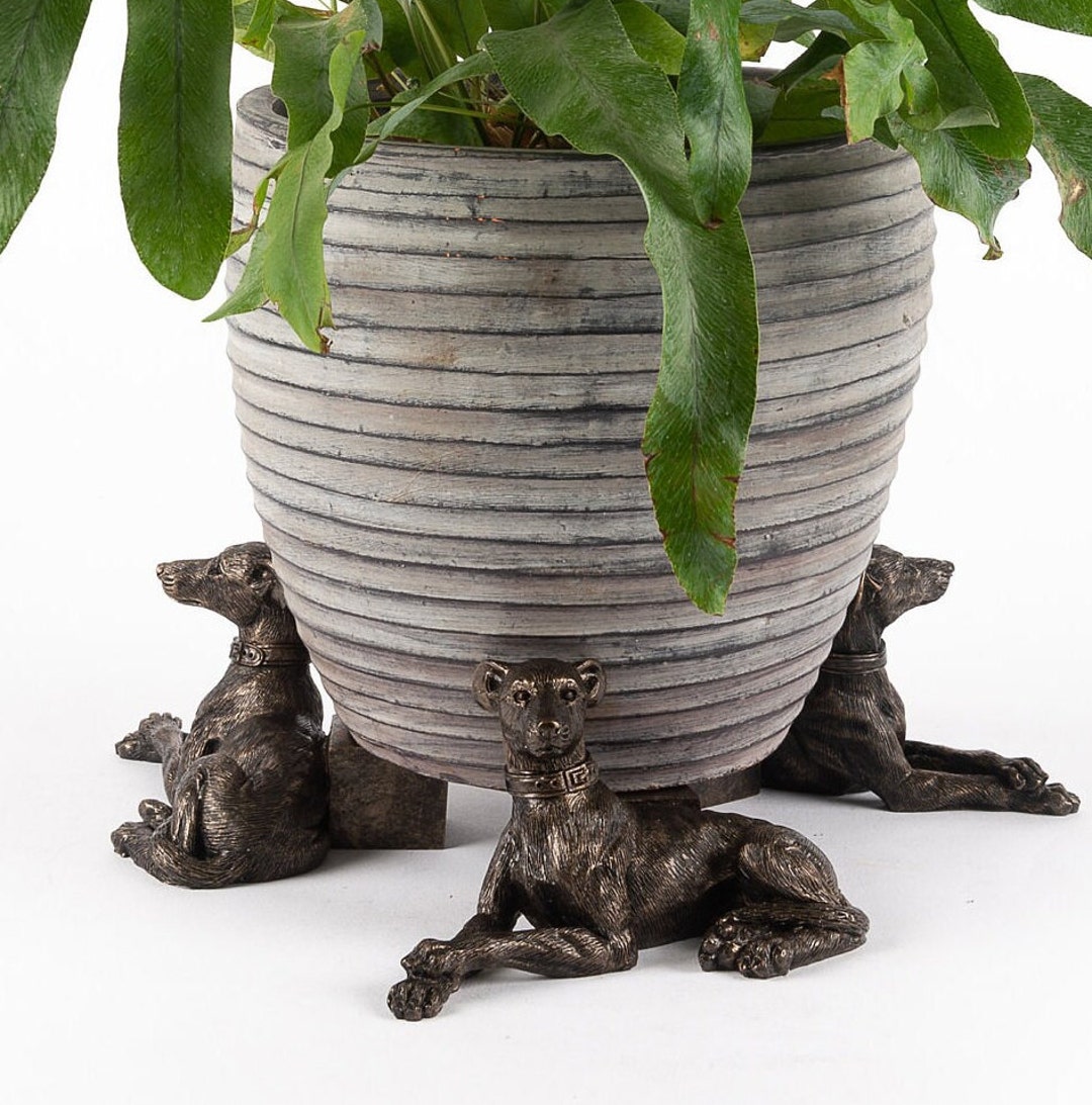 Antique Bronze Greyhound Potty Feet Set | Plant Pot Stands | Garden ...