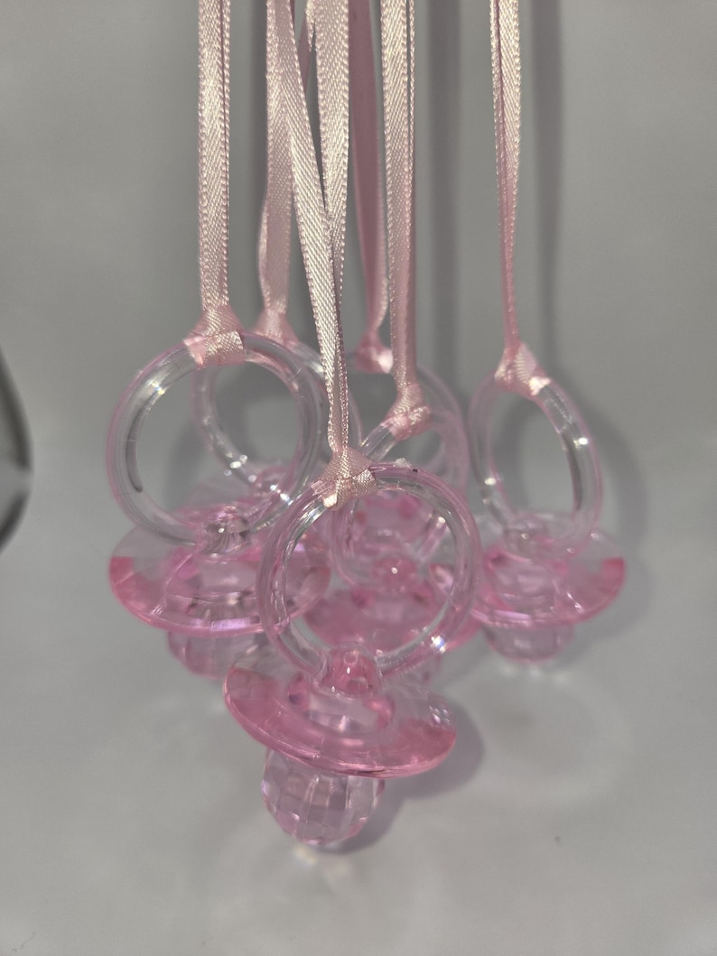 Pink Pacifiers Baby Shower Pacifiers Necklaces Favors - Baby Shower ...