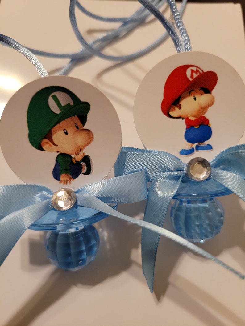 12 Mario Bros and Baby Luigi Baby Shower Pacifiers Guest Favor ...