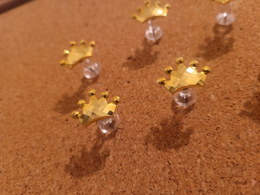 Rhinestone Push Pins, Gold Royal Crown, Novelty Push Pins, Decorative ...