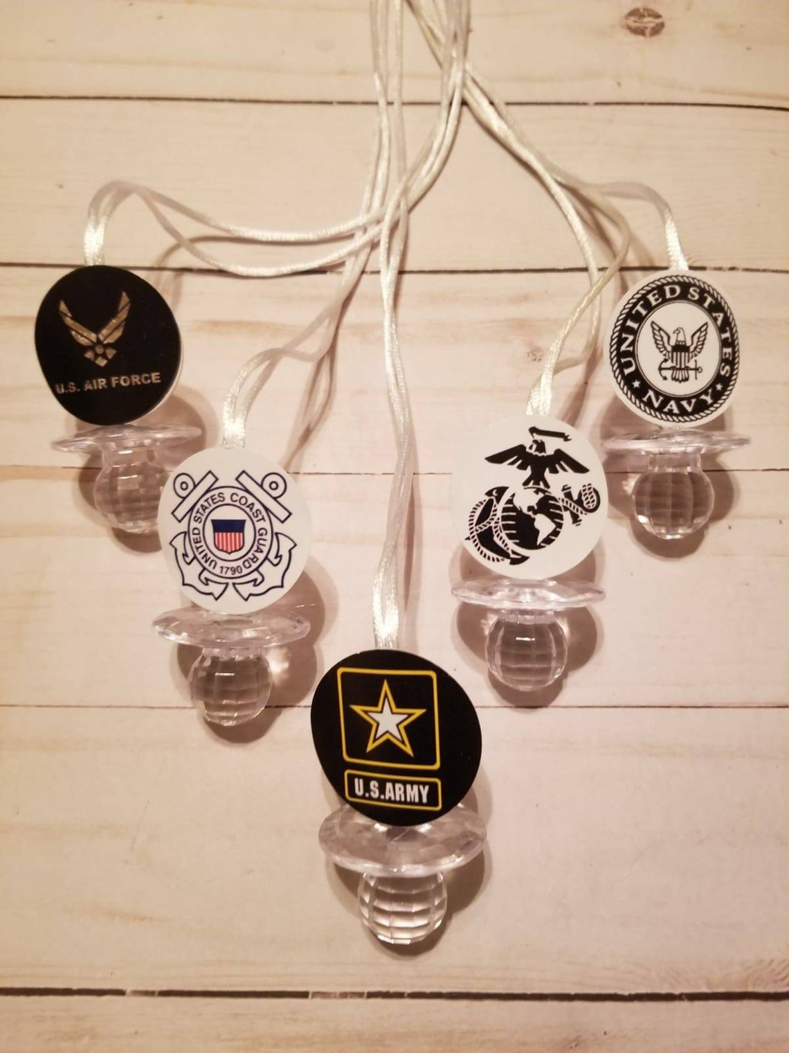 U.S Military Baby Shower Pacifiers Guest Favor Necklaces Army, Navy ...