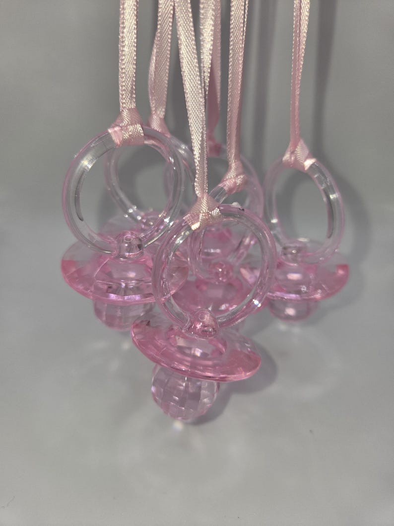 Pink Pacifiers Baby Shower Pacifiers Necklaces Favors - Baby Shower ...