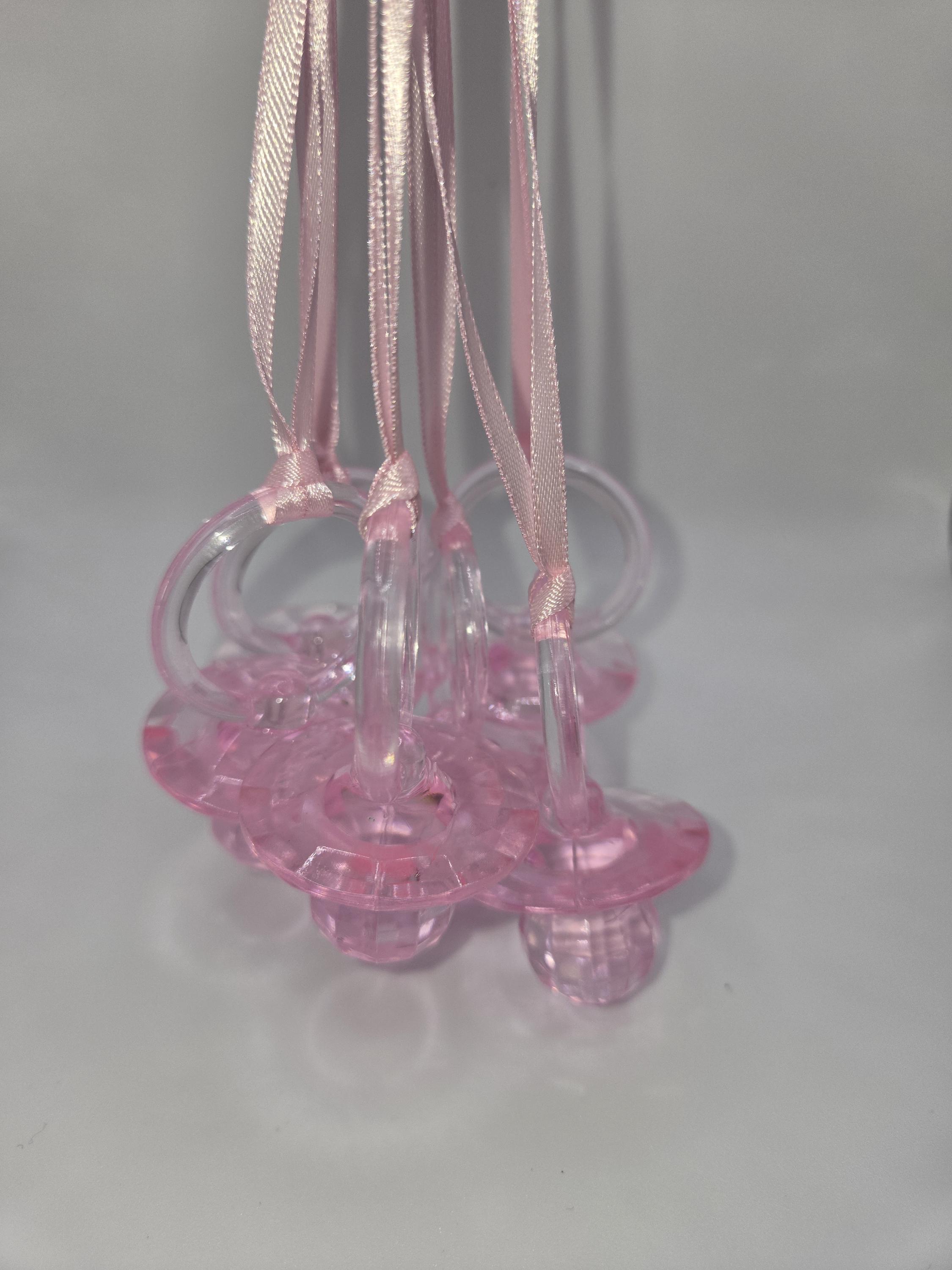 Pink Pacifiers Baby Shower Pacifiers Necklaces Favors - Baby Shower ...