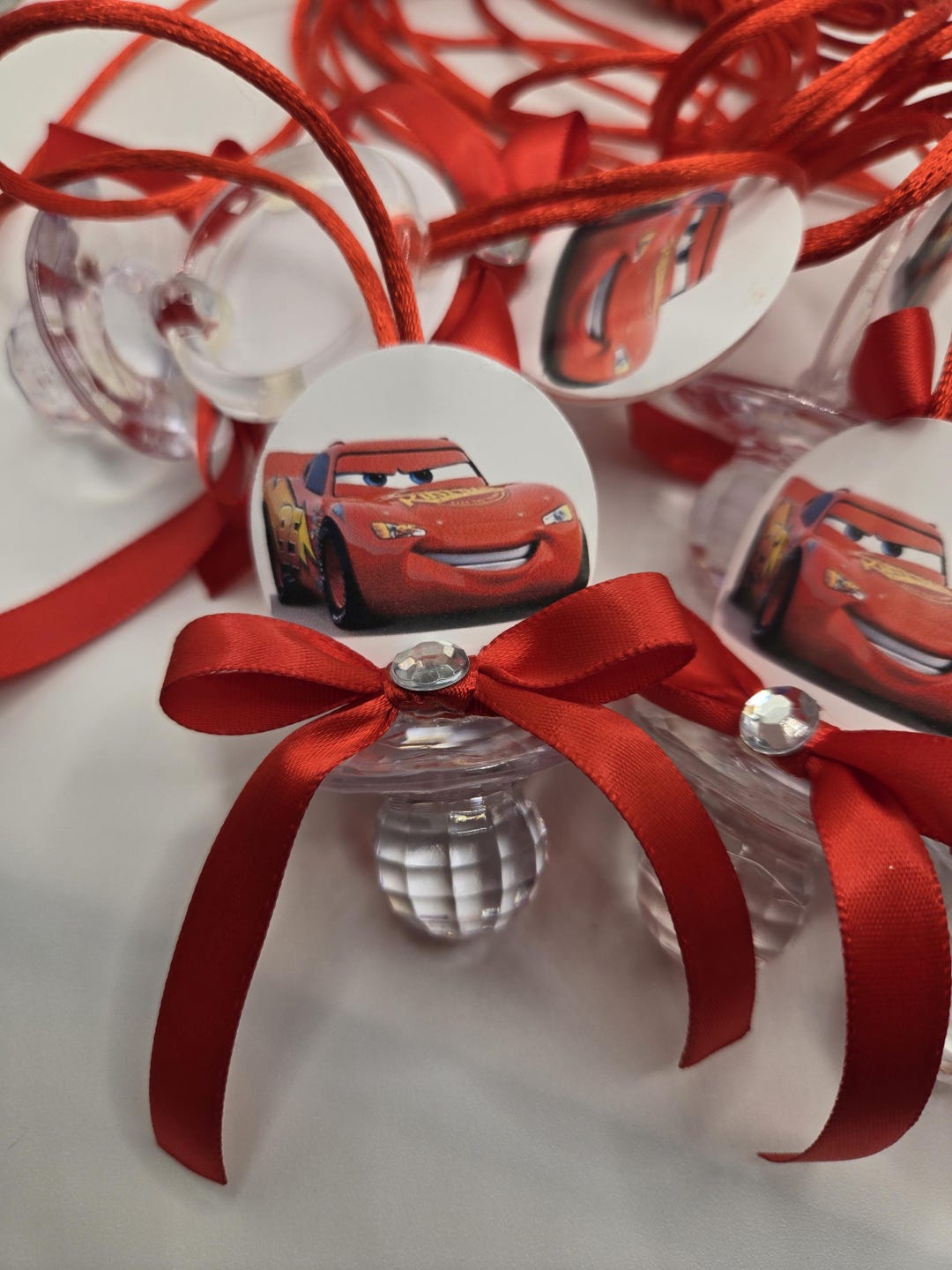 Cars, Lightning Baby Shower Pacifiers Guest Favor Necklaces, Baby Boy ...