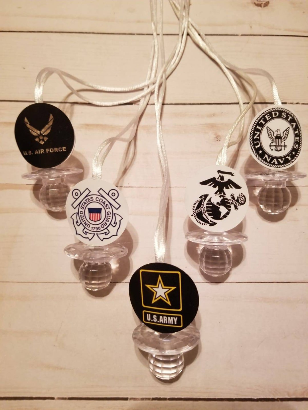U.S Military Baby Shower Pacifiers Guest Favor Necklaces Army, Navy ...