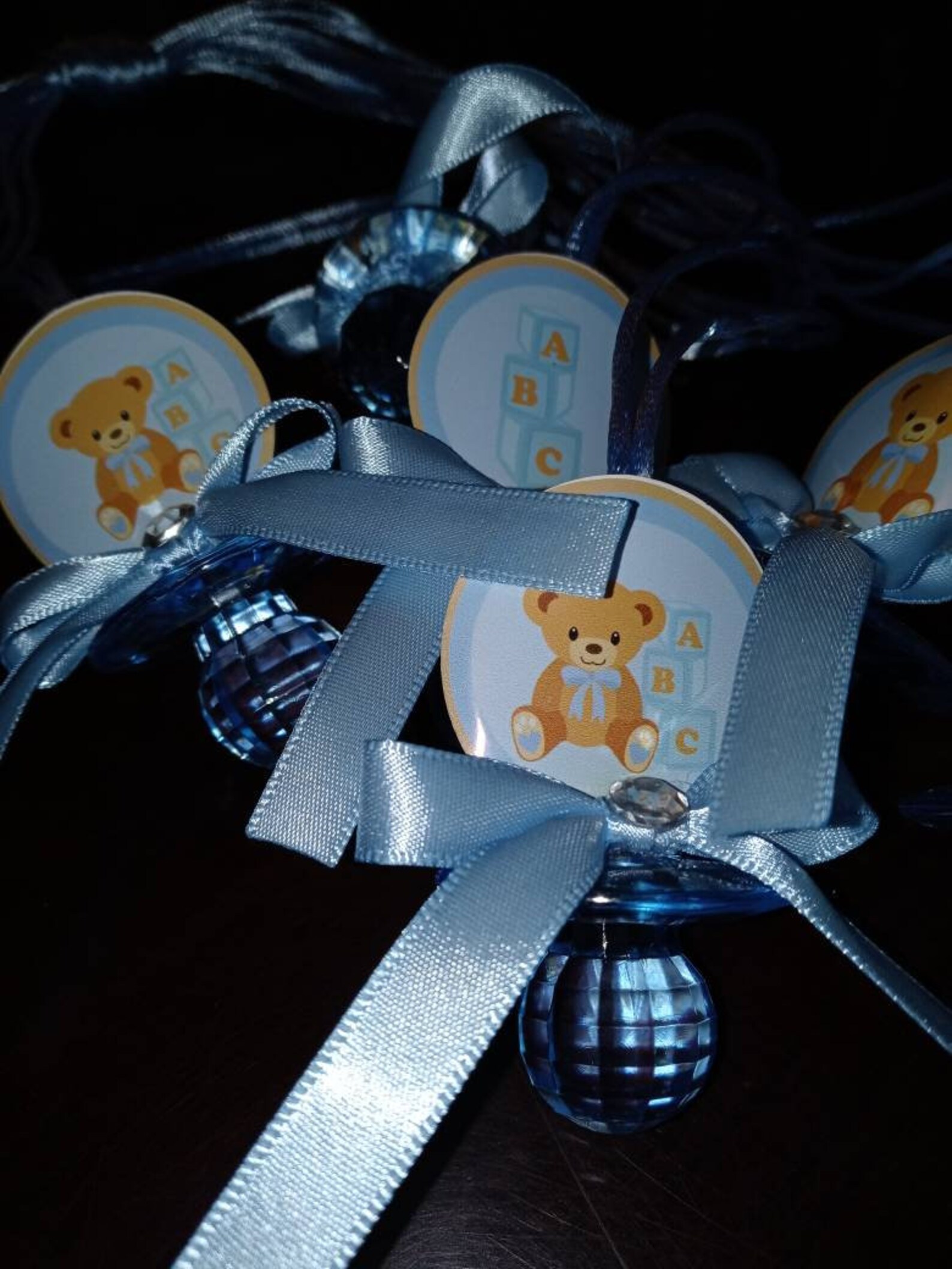 Teddy Bear Baby Shower Pacifiers Guest Favor Necklaces, Teddy Bear and ...