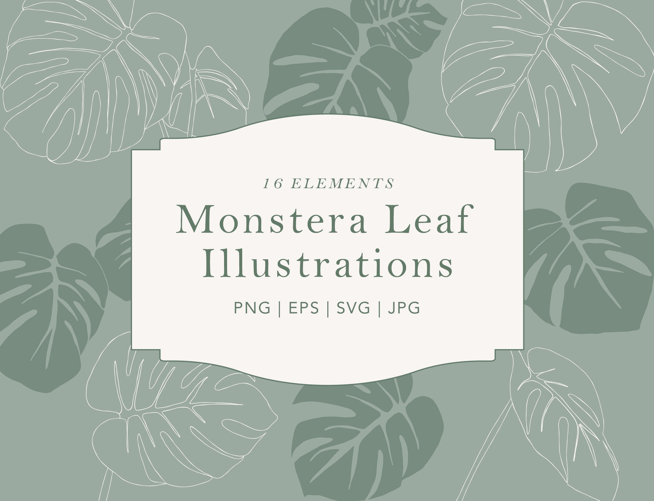Monstera Leaf Clip Art EPS Hand Drawn Botanical Line Art SVG Circuit ...