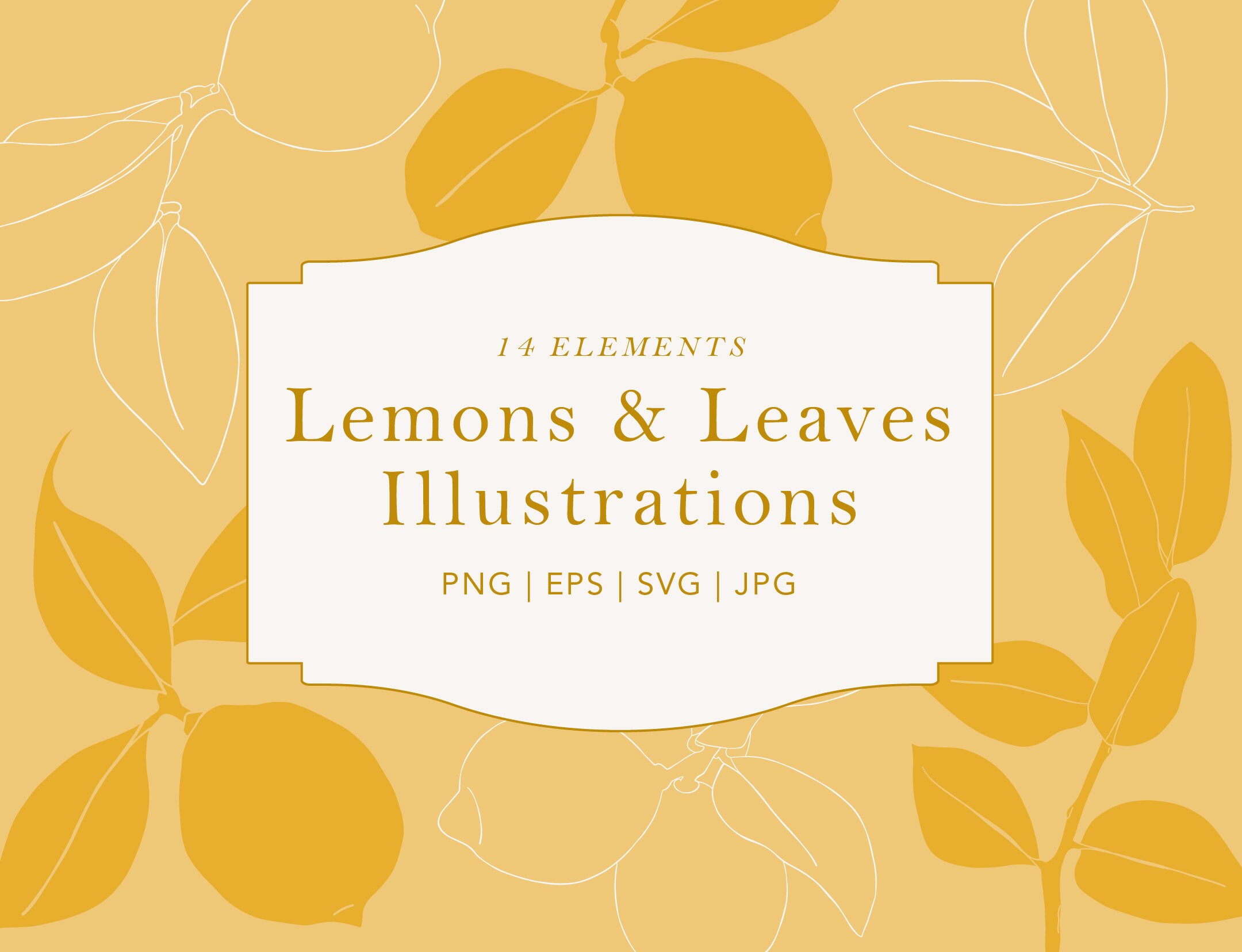 Lemons & Leaves Clip Art EPS Hand Drawn Botanical Line Art SVG Circuit ...