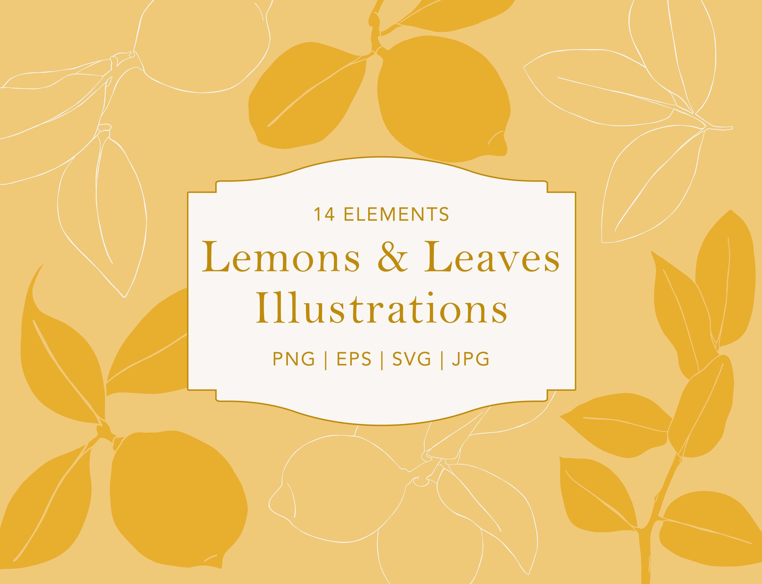 Lemons & Leaves Clip Art - EPS Hand Drawn Botanical Line Art- SVG ...
