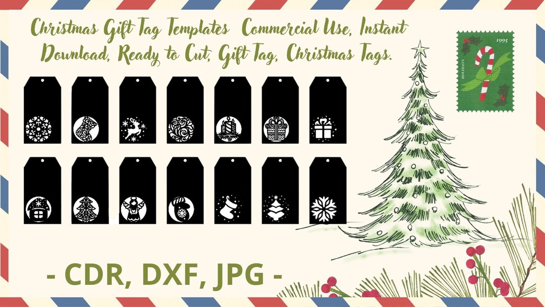 Christmas Gift Tag Templates CDR, DXF, JPG Commercial Use, Instant ...