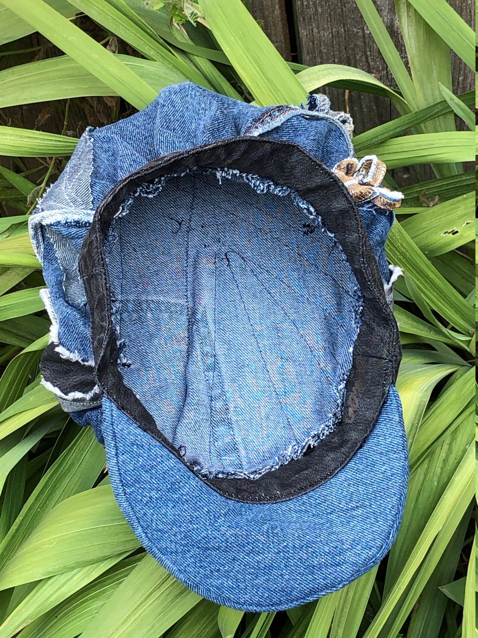 Upcycled Denim Cap Gathered With Brim - Etsy