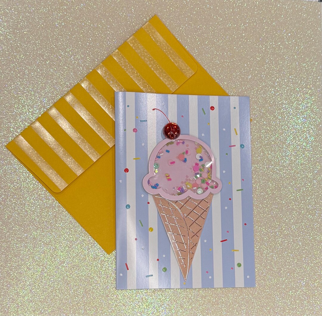 Ice Cream Cone Greeting Card* Cute* 3D *card+envelope* - Etsy