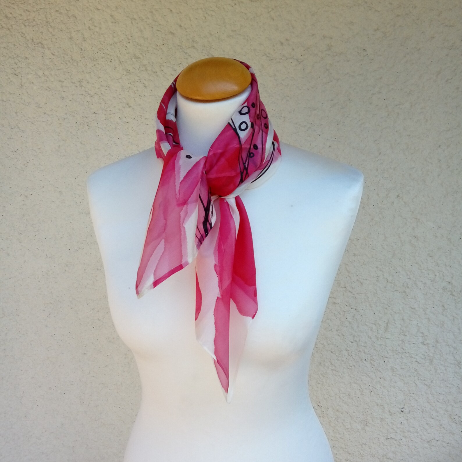 Red White and Black Colors Scarf Unique Silk Scarf for Woman - Etsy