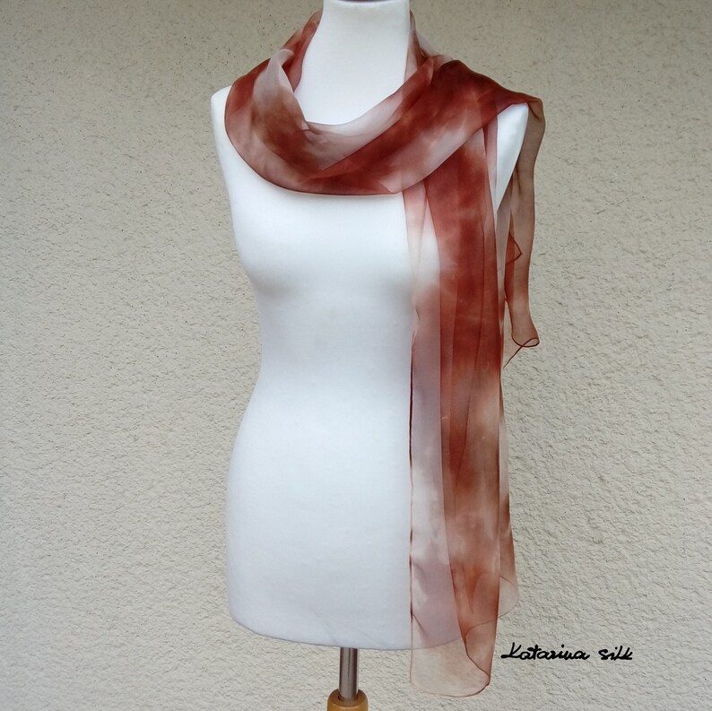 Unique Chiffon Long Silk Scarf for Grandmother Gift, Unique Scarf for ...