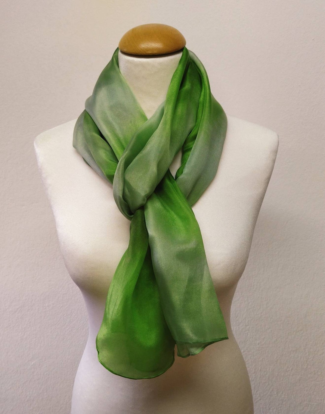 Unique Green Scarf, Silk Green Colour Scarf - Etsy