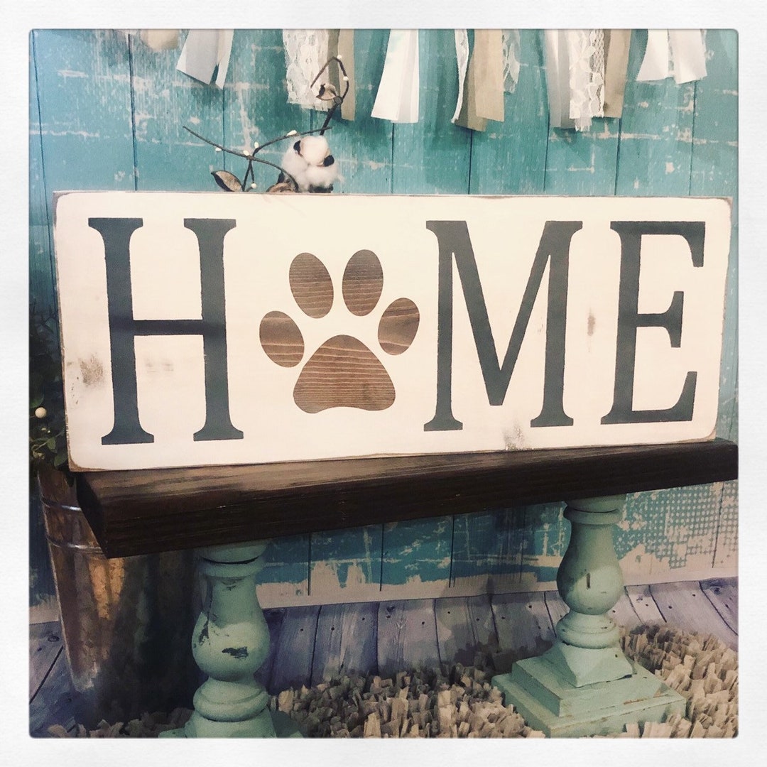 Home Paw Print Wood Sign, Paw Print, Plank Sign, Farmhouse - Etsy