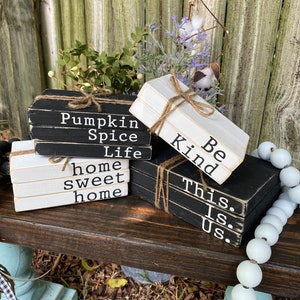 Wooden Farmhouse Book Stacks, Book Stack, Fall Decor - Etsy