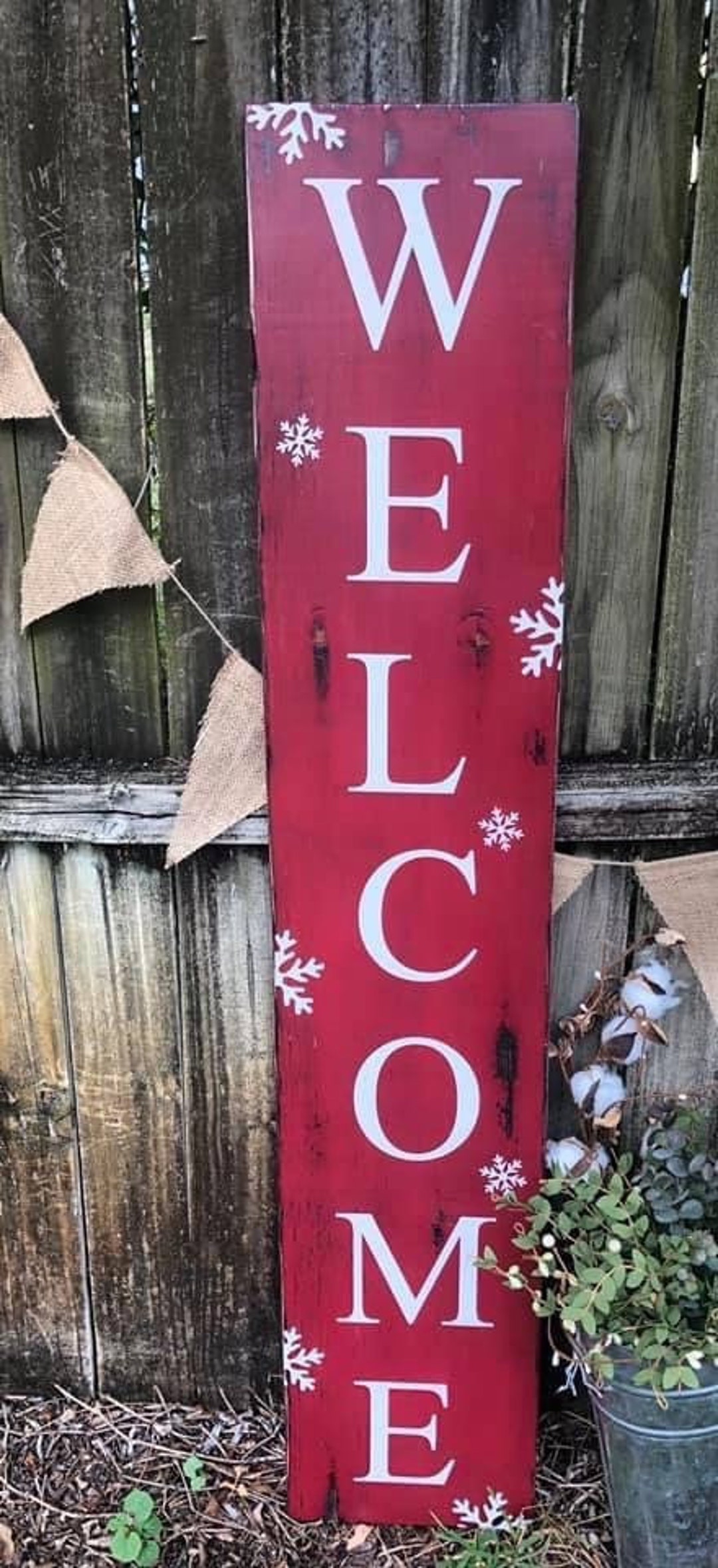 Red Snowflake Welcome Porch Sign, Seasonal Decor, Winter Decor ...