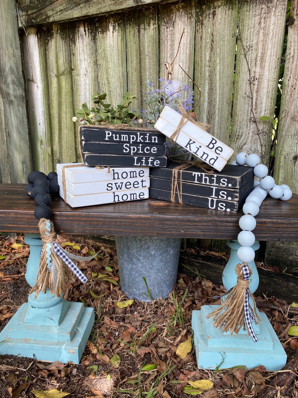 Wooden Farmhouse Book Stacks Book Stack Fall Decor | Etsy