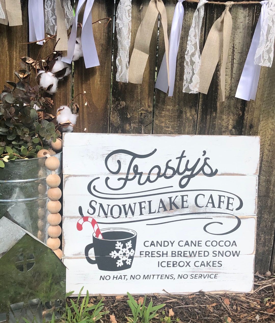 Frosty’s Snowflake Cafe Sign, Wooden Sign, Winter Decor, Holiday Decor ...