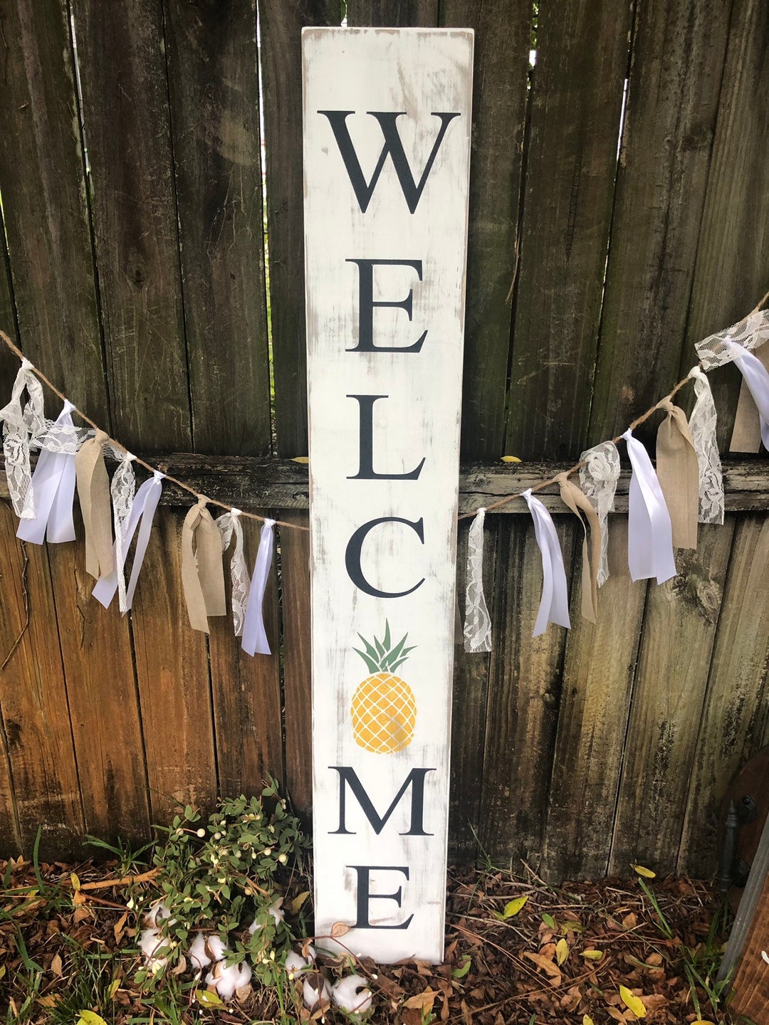 Welcome Porch Sign/leaner With Pineapple 8"x48" - Etsy