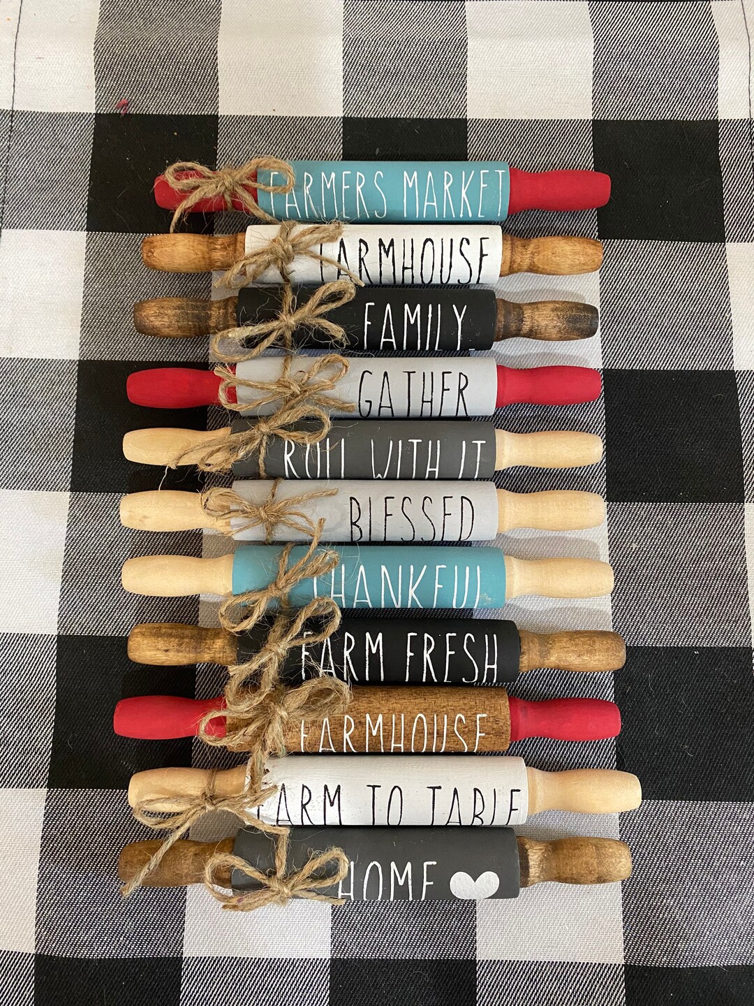 Mini Farmhouse Rolling Pins, Mini Rolling Pins, Farmhouse Decor, Tiered ...