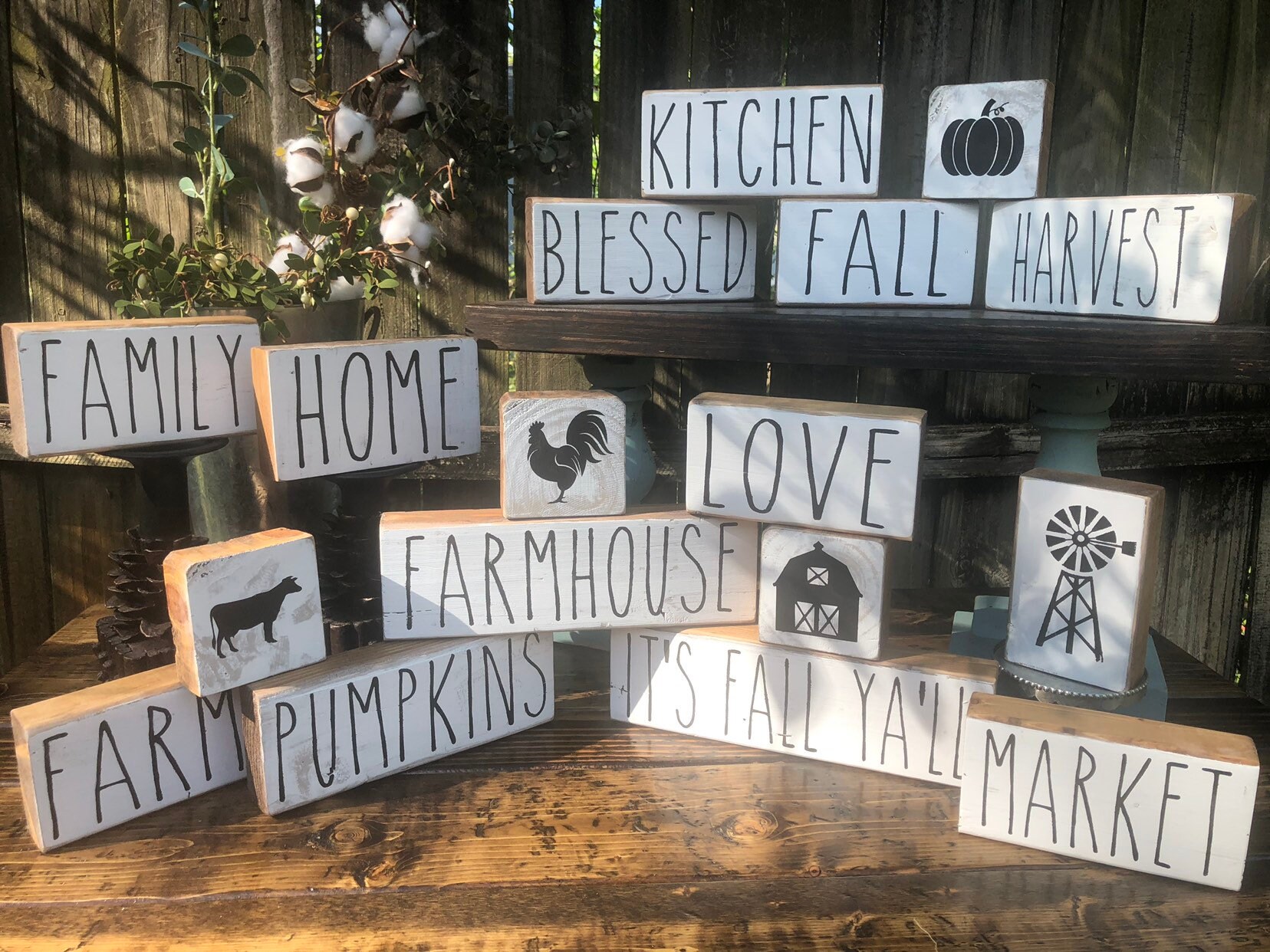 Rae Dunn Inspired Farmhouse Wood Blocks Farmhouse Decor - Etsy