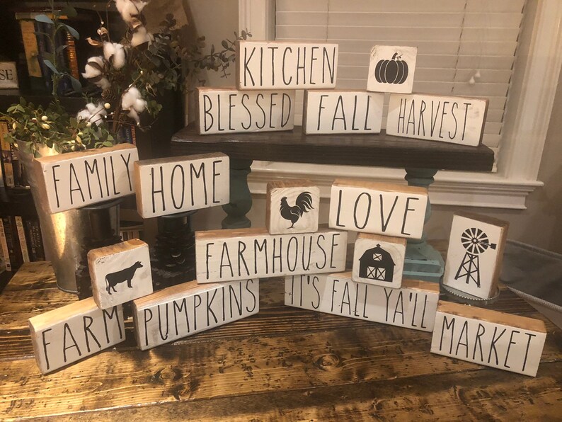 Rae Dunn Inspired Farmhouse Wood Blocks Farmhouse Decor | Etsy UK
