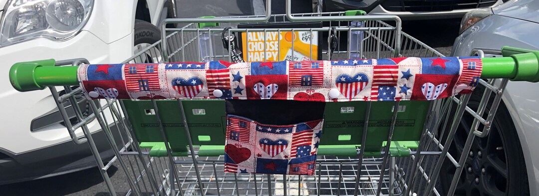Shopping Cart Handle Cover With Pocket and Snaps Patriotic USA Reusable ...
