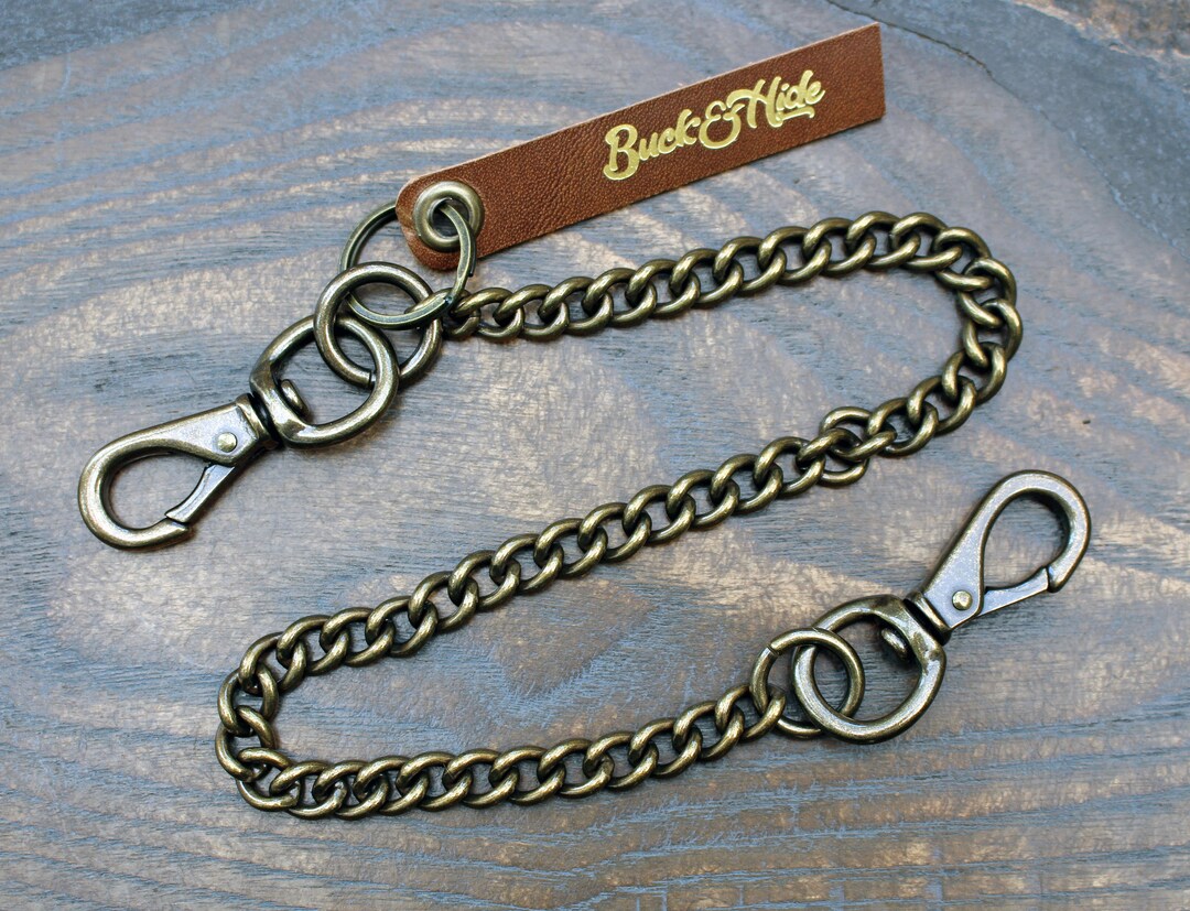 Antique Brass Wallet Chain. Solid Brass Back Pocket Wallet Chain, Long ...