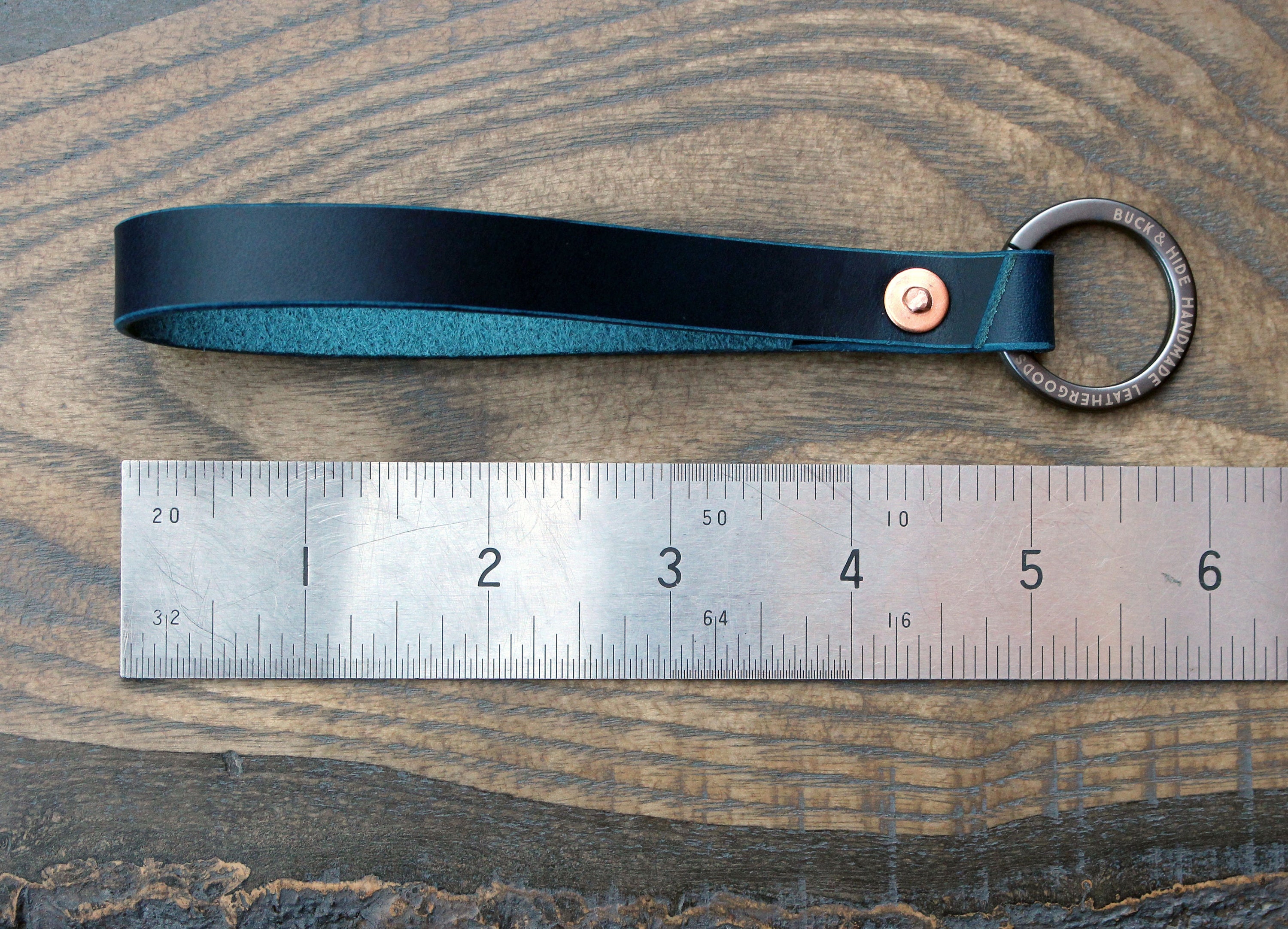 Leather key strap key loop key holder with branded split | Etsy