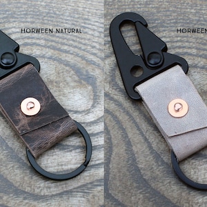Carabiner Key Fob, Keyring, Leather Key Holder. Black Tactical, EDC HK ...