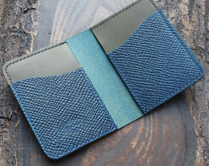 Navy Blue Buttero Hatch Leather & Olive Green Buttero 4 Pocket Bi-fold ...