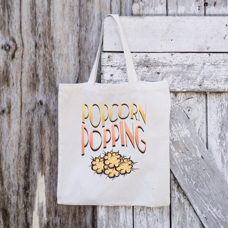Popcorn Popping Reusable Canvas Tote Bag I Love Popcorn Tote Bag Gift ...