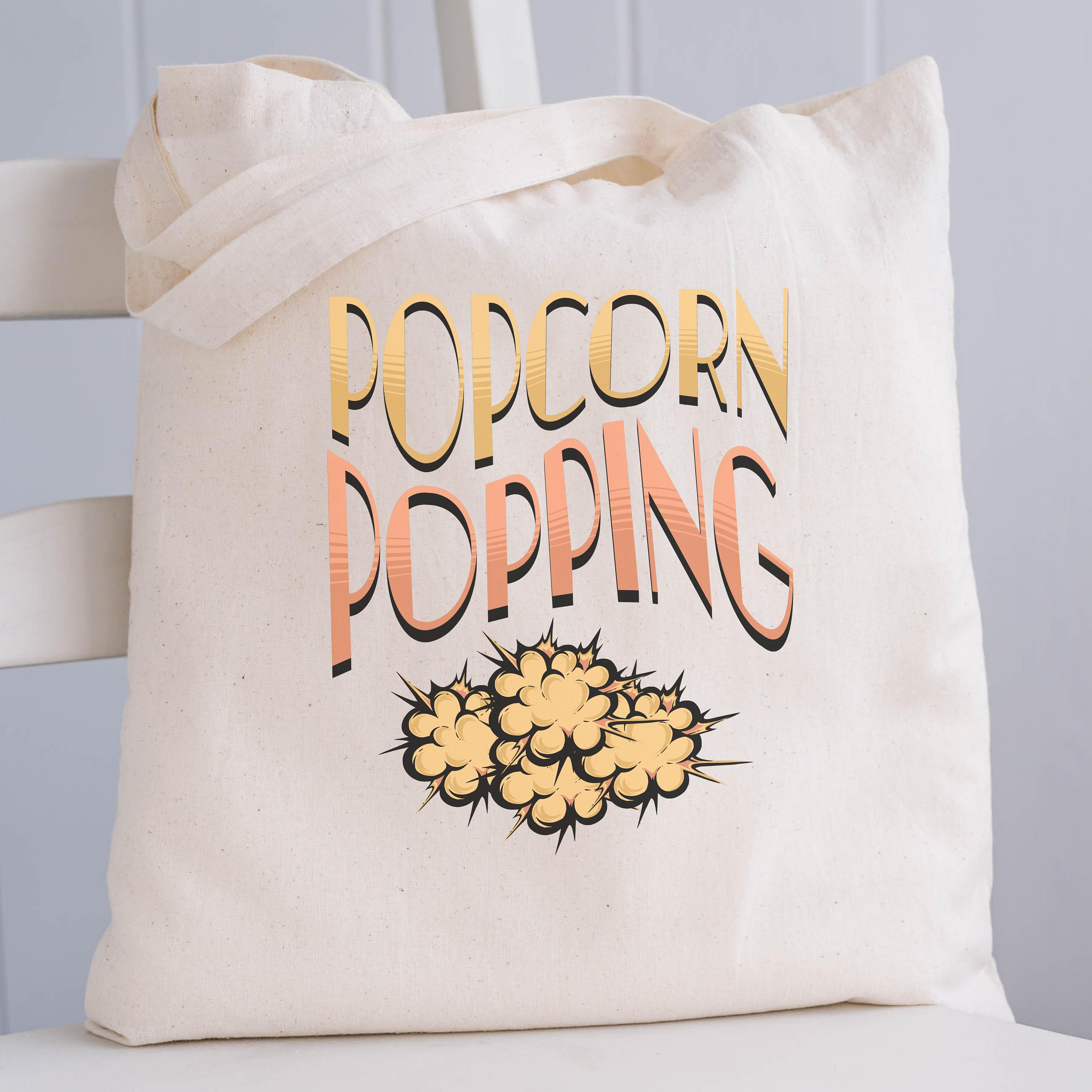 Popcorn Popping Reusable Canvas Tote Bag I Love Popcorn Tote Bag Gift ...