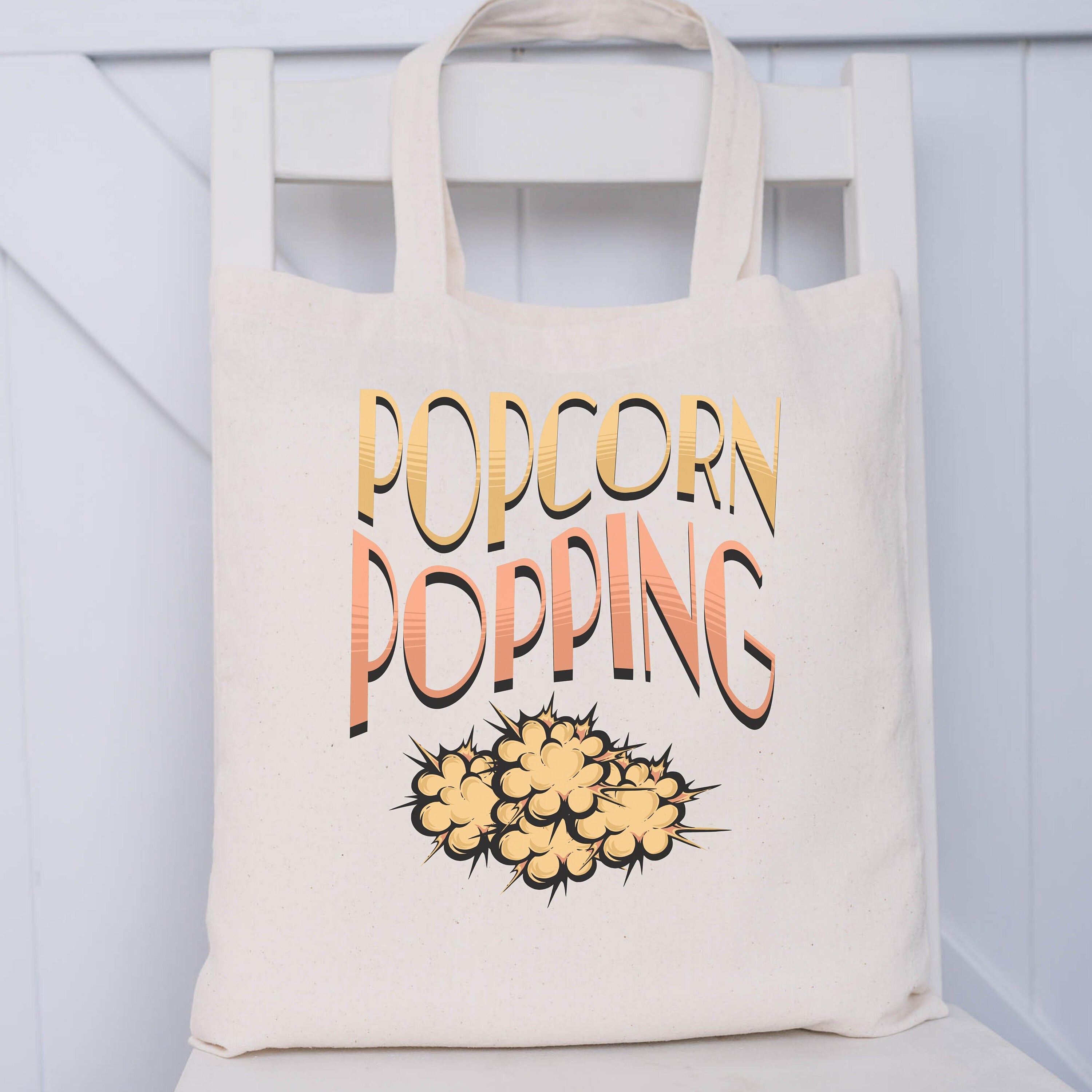 Popcorn Popping Reusable Canvas Tote Bag I Love Popcorn Tote Bag Gift ...