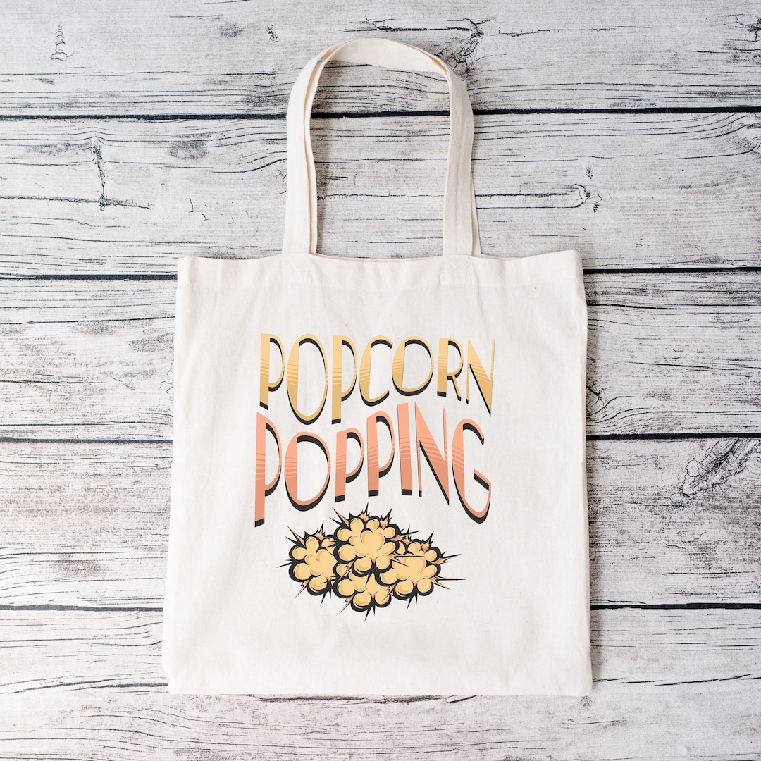 Popcorn Popping Reusable Canvas Tote Bag I Love Popcorn Tote Bag Gift ...