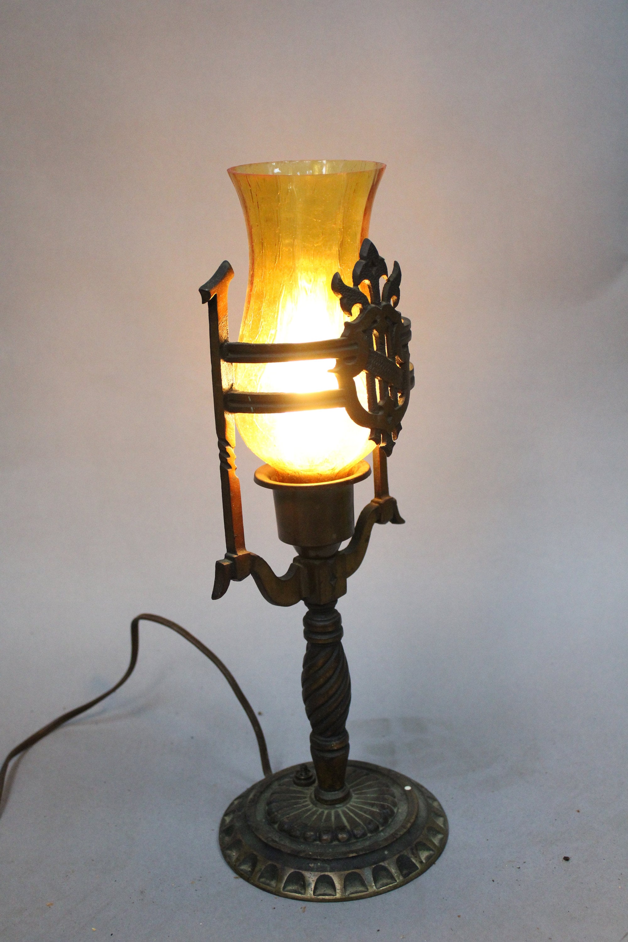 14997. Table Lamp With Glass Shade Spanish Revival Circa 1920's - Etsy