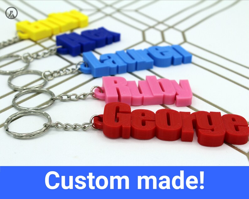 Unique Personalised Keyring 3D Printed Custom Name - Etsy UK