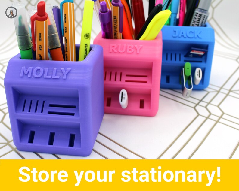 Personalised Desk Tidy 3D Printed Custom Name Pencil Pot - Etsy