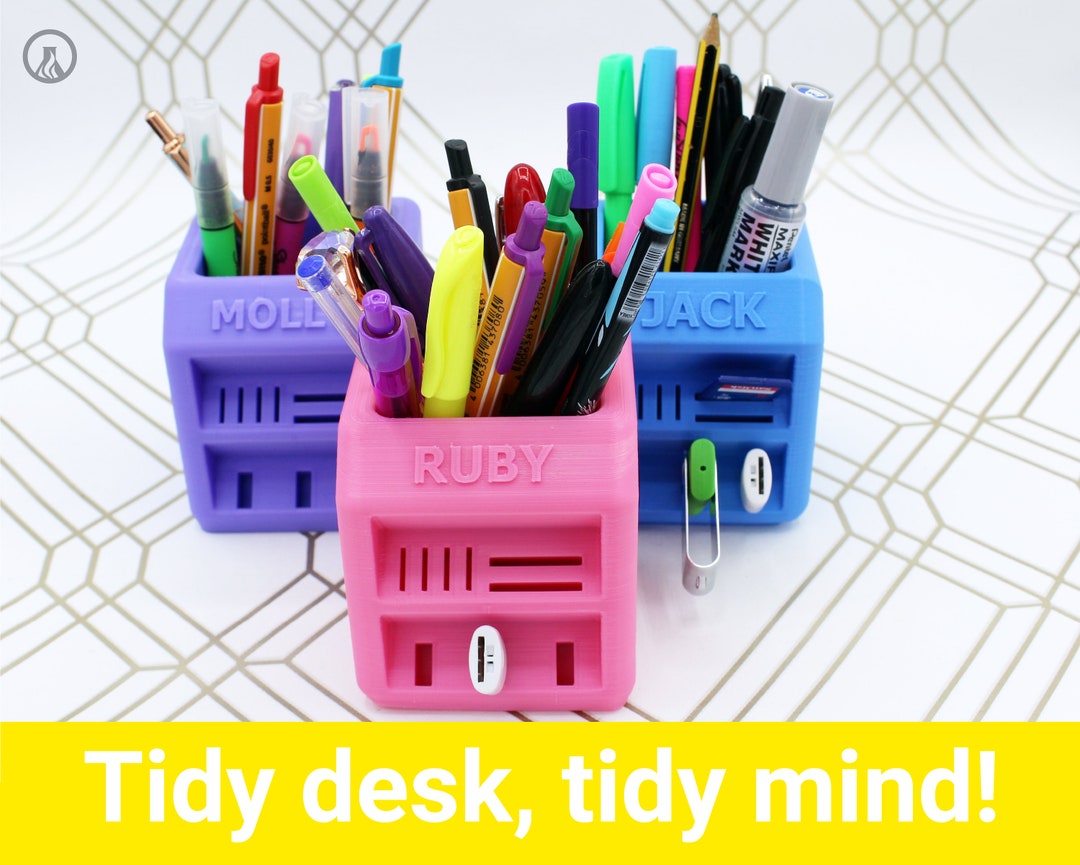 Personalised Desk Tidy 3D Printed Custom Name Pencil Pot Home Office ...