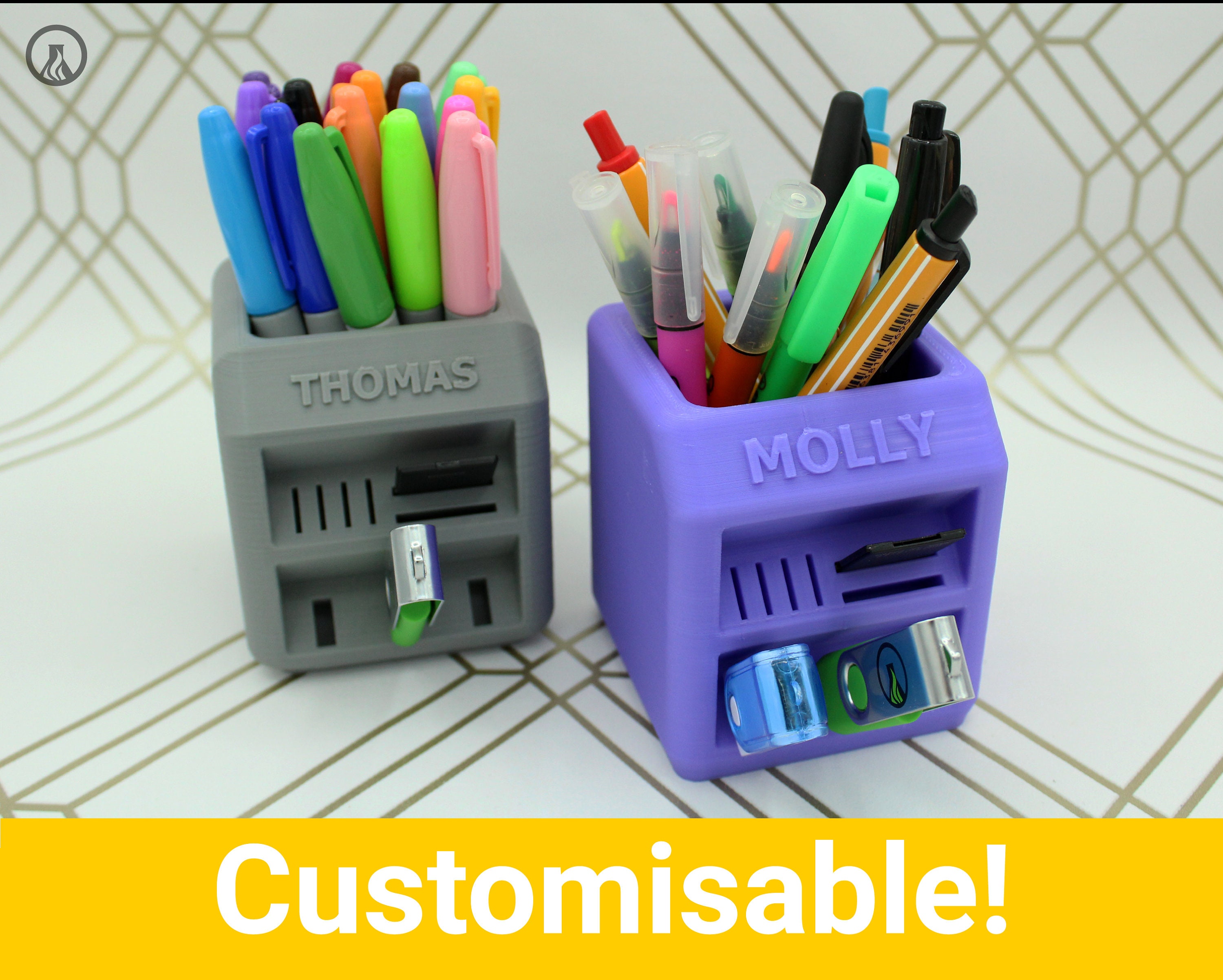 Personalised Desk Tidy 3D Printed Custom Name Pencil Pot | Etsy