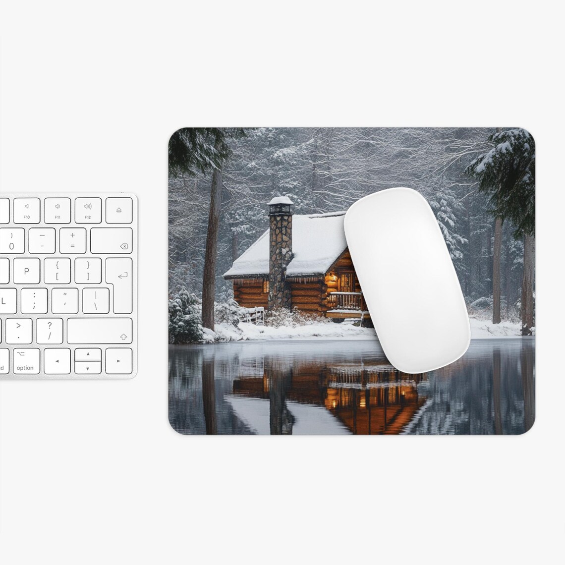 Winter Cabin Mouse Pad, Christmas Mouse Pad, Winter Mouse Pad, Cabin ...